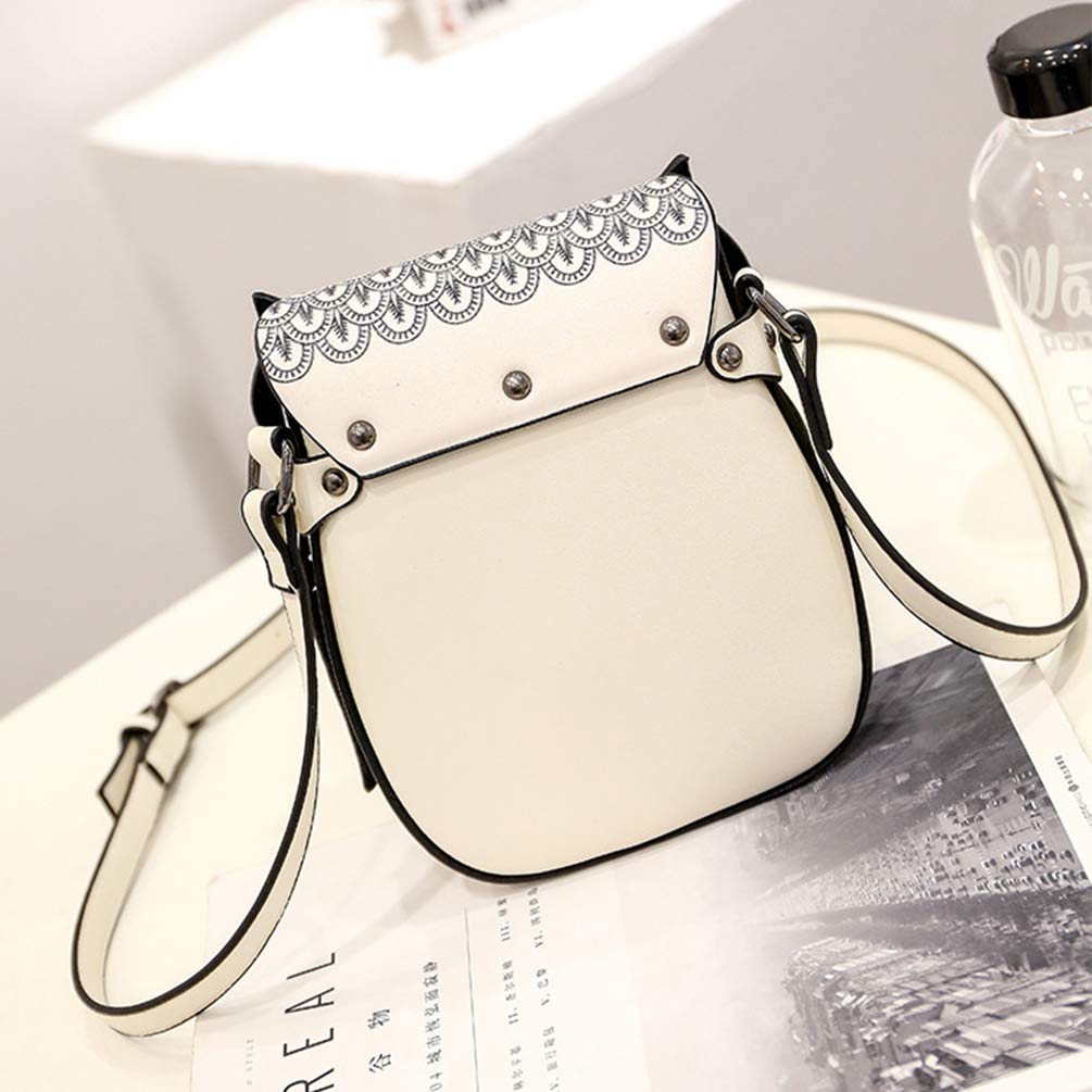 Cross-body handbags Girl's Classic Cartoon owl shoulder PU Leather Mini Casual Bag (white)