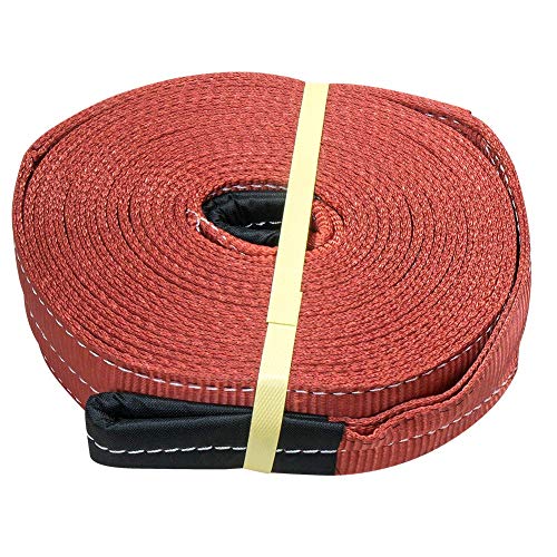 Amazon Basics 3-Inch x 30-Feet Tow Strap, 30,000lb Break Strength - Heavy Duty Draw String Included, Red, 1-Pack