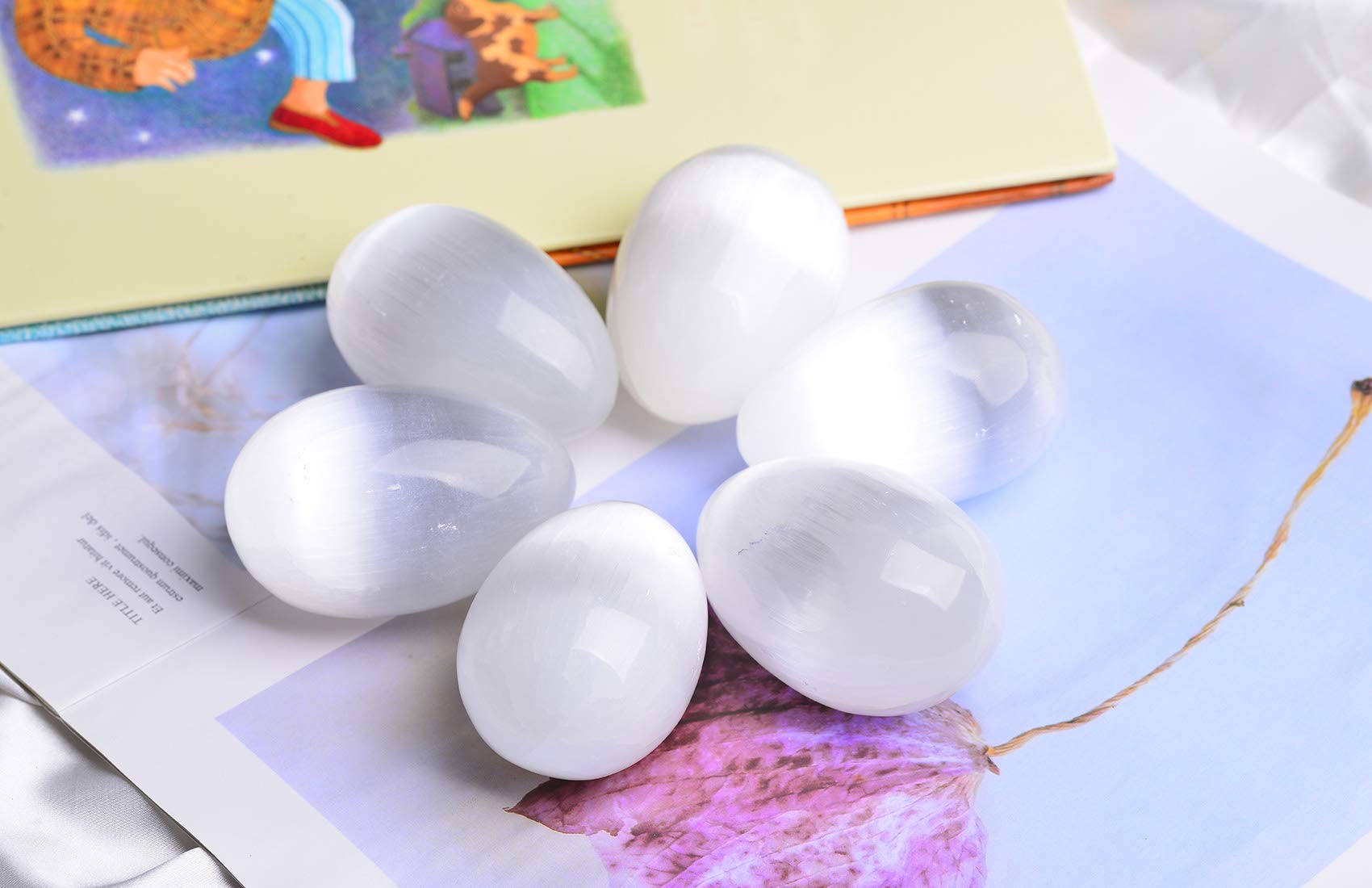 AMOYSTONE 6 Pcs Selenite Crystal Skyscraper Tower Stones White Morocco for Healing, Reiki, Home Decor 2 Inches Height