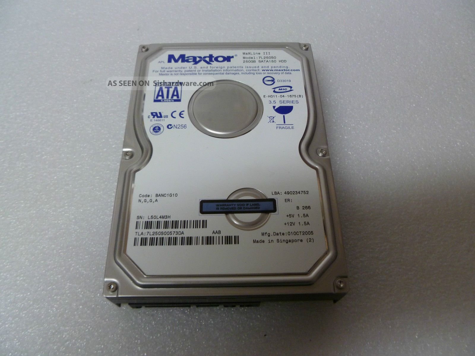 Maxtor MaXLine III 250GB SATA/150 7200RPM 16MB Hard Drive