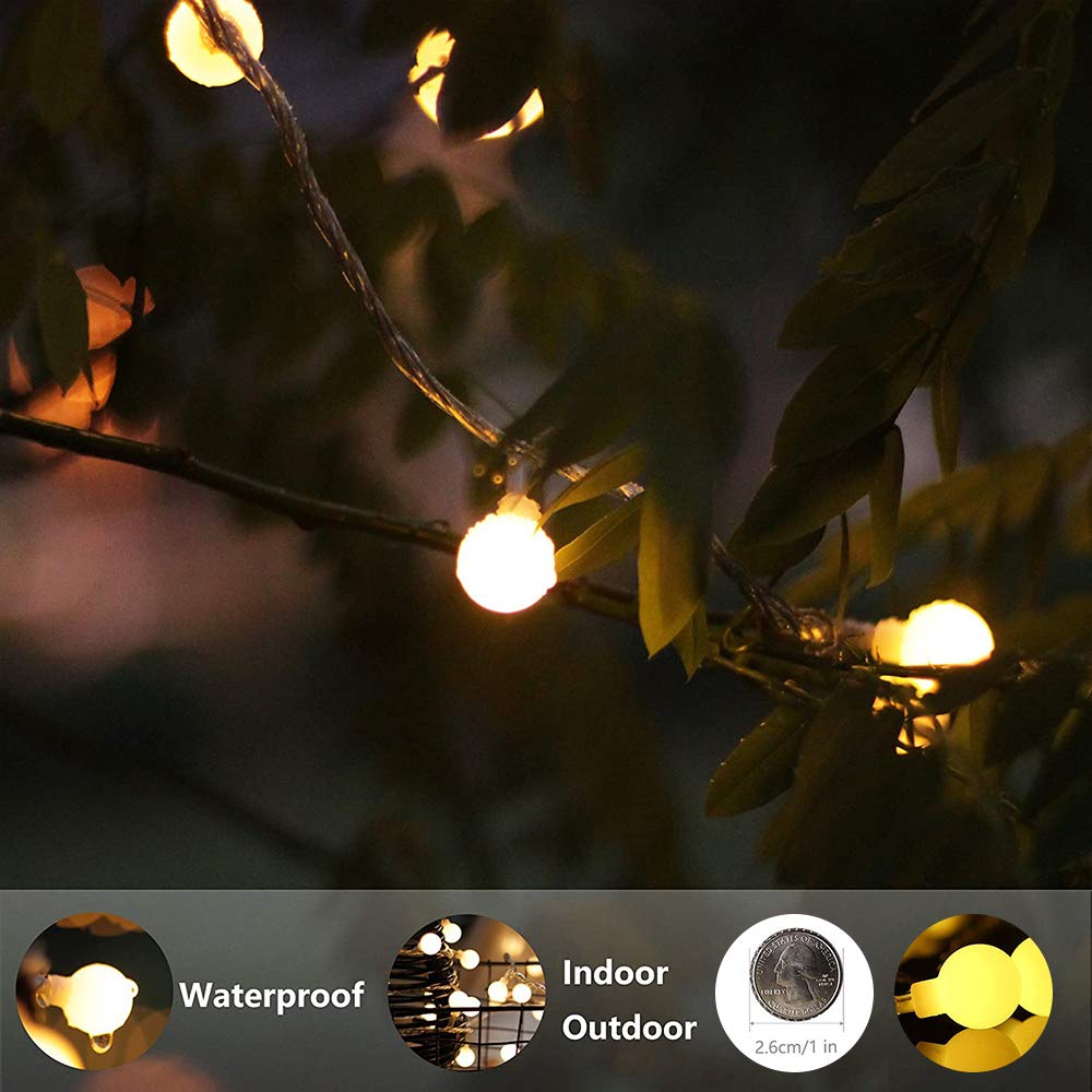 ANJAYLIA LED Globe String Lights Battery Operated, 20FT 50LED Outdoor Fairy String Lights with Remote for Patio Garden Home Christmas Party, Warm White