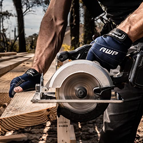AWP Pro Fingerless Work Gloves for Men And Women, Form-Fitting Performance Design, Large, Navy Blue