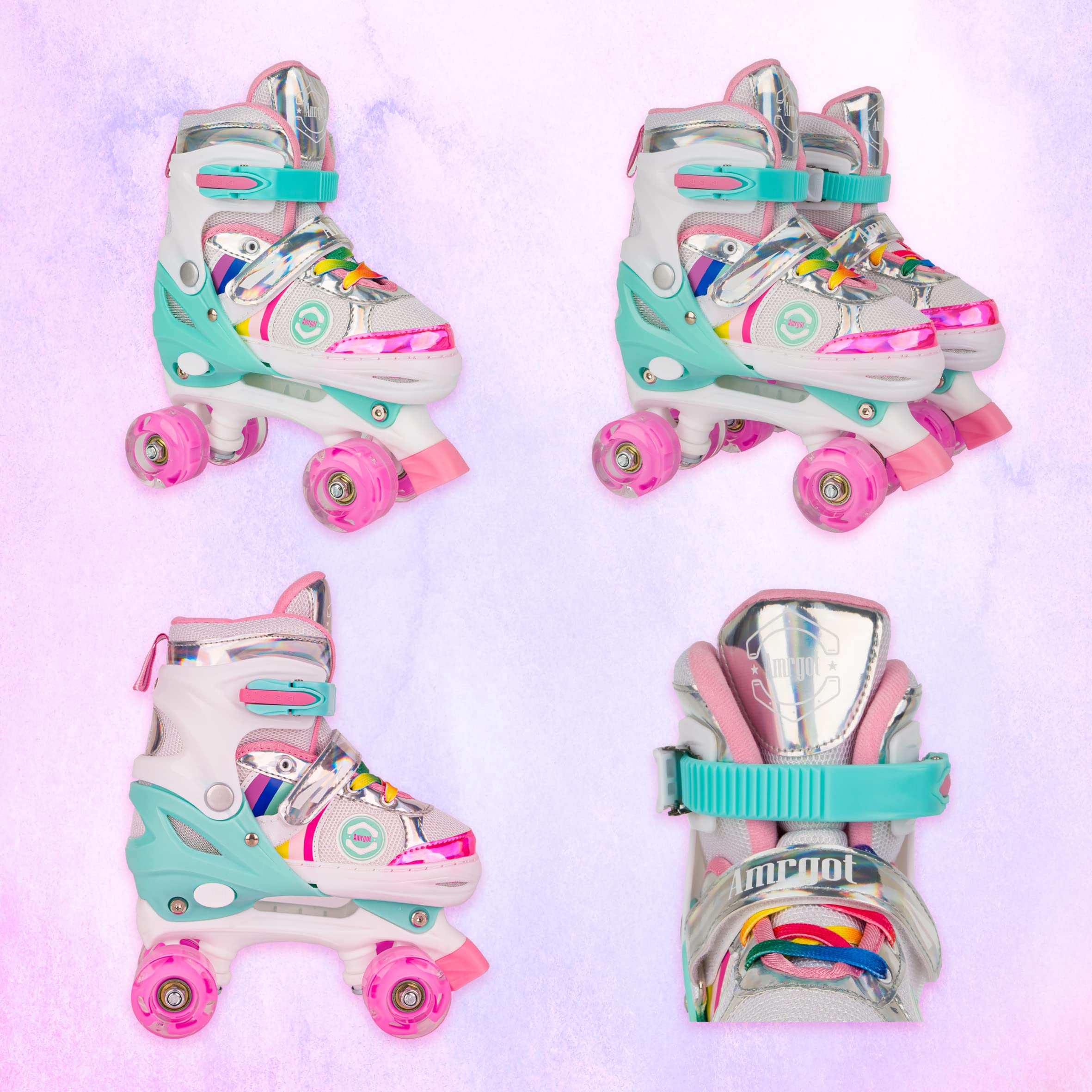 Amrgot Roller Skates for Kids 4 Size Adjustable Roller Skates,Fun for Girls and Ladies