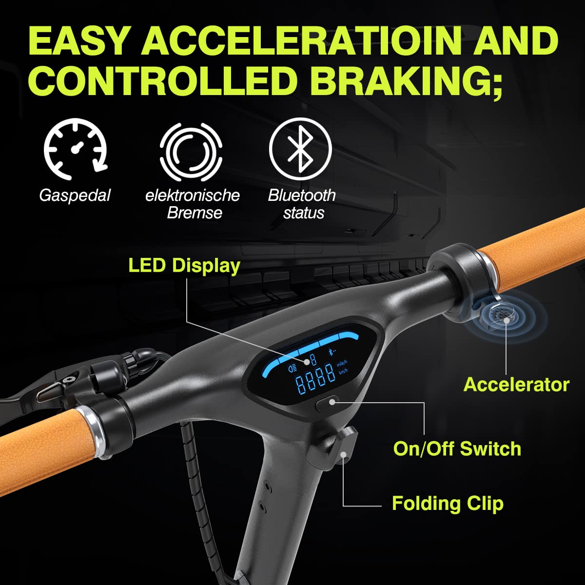ADVANRIDE Electric Scooter Adults 250lbs UL2272 Certified 10" Solid Tires 19 Miles Range 15.5Mph 350W 36V 7.5Ah Foldable Scooters Electrico para Adultos Commuter Triple Braking System App Lock