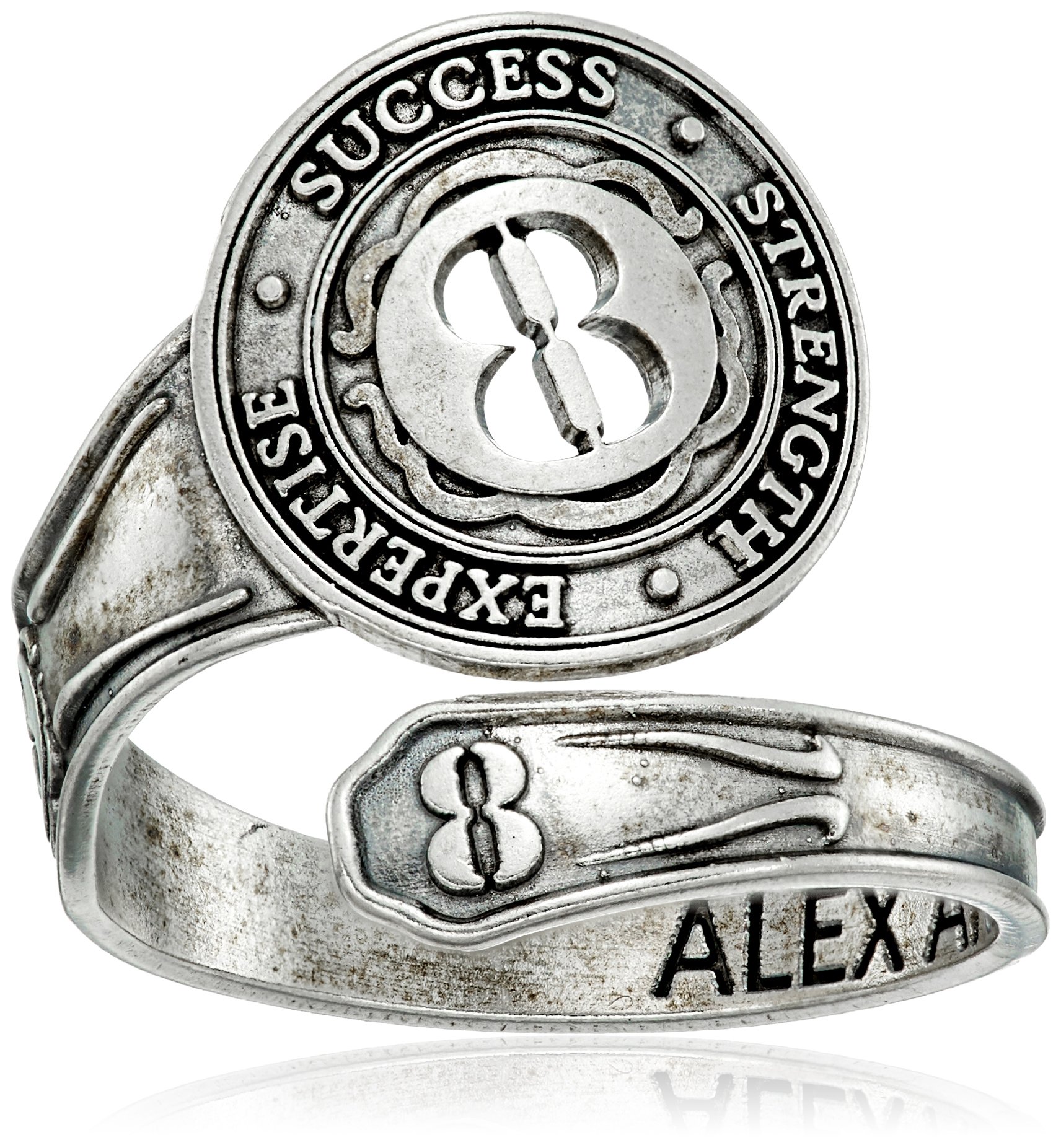 Alex and Ani "Numerology" Number Six, Sterling Silver Spoon Ring, Size 7-9
