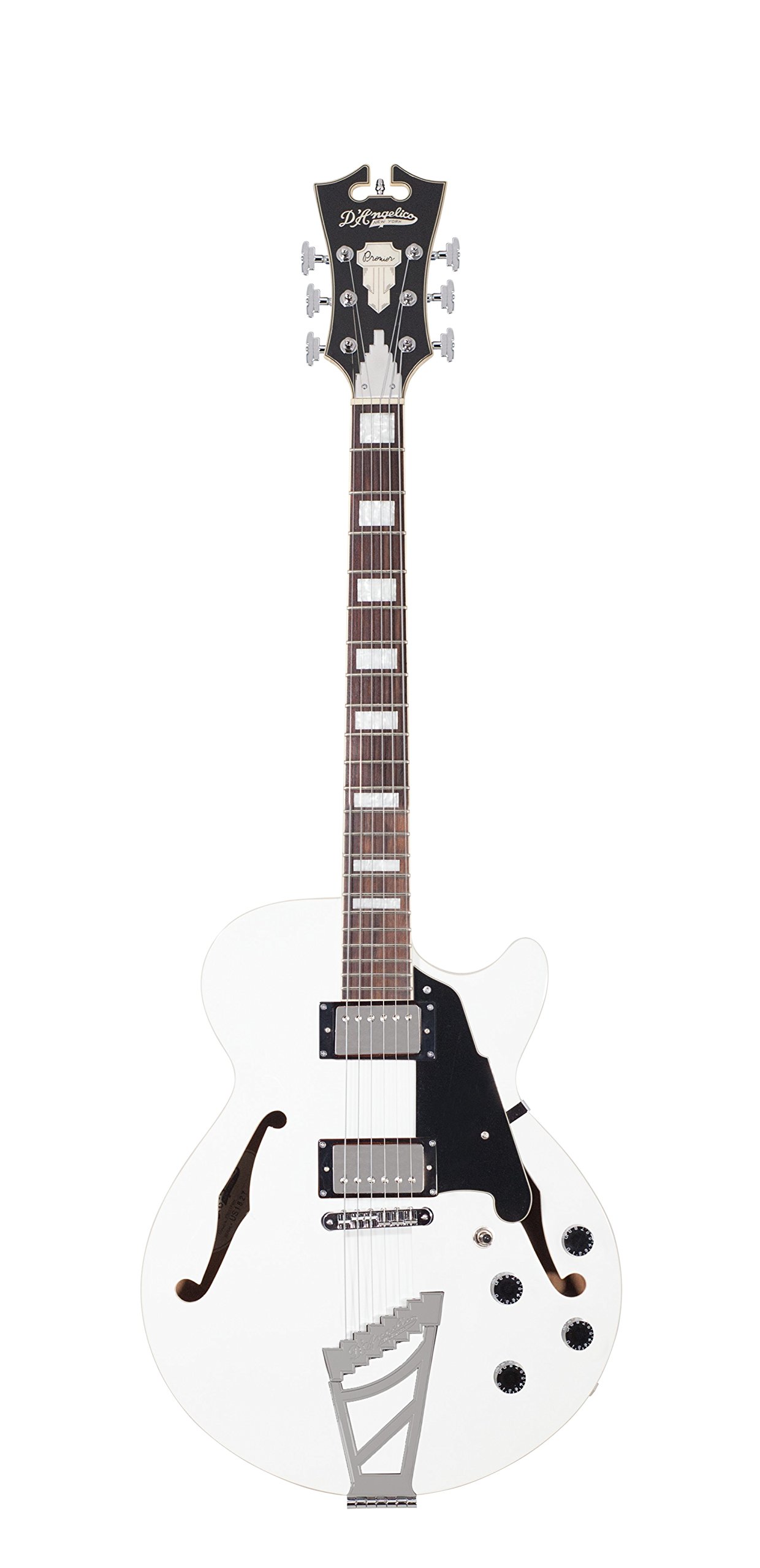 D'Angelico Premier SS Semi-Hollow Electric Guitar w/ Stairstep Tailpiece - White