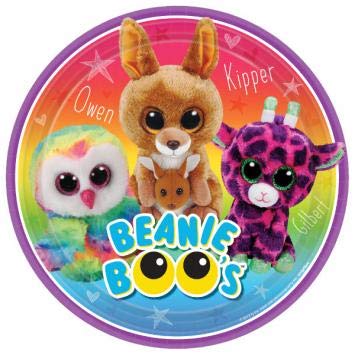 Amscan Beanie Boos Round Plates, 7", Multicolor