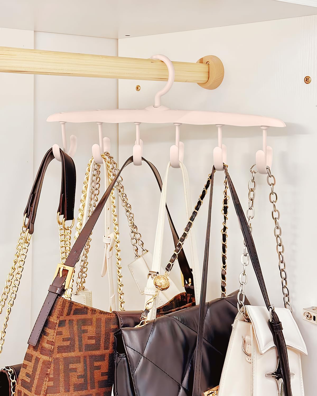 Belt Hanger for Closet - Large Capacity Tie and Belt Organizer with 12 Hooks, Space-Saving 360° Rotating Belt Rack for Closet Storage Accessories