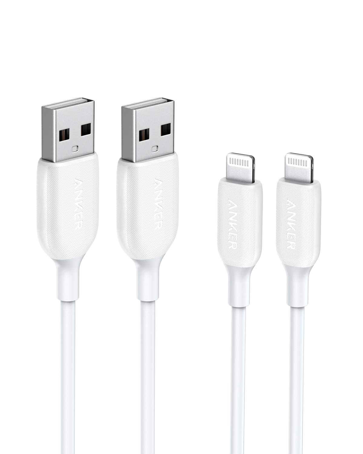 Anker PowerLine III Lightning Cable [2-Pack, 3 ft] iPhone Charger Cord MFi Certified for iPhone 11 Pro Max, 11 Pro, X, Xs, Xr, Xs Max, 8, 8 Plus, 7, 7 Plus, 6, 6 Plus and More, Ultra Durable (White)