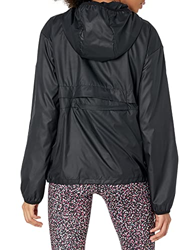 Amazon Essentials Women's Pullover Packable Windbreaker, Black, Medium