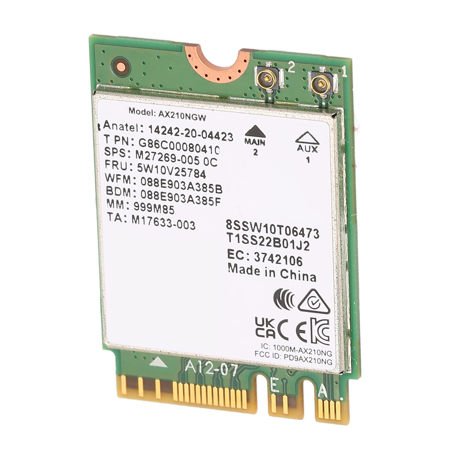 AX210NGW NGFF M2 WiFi Card, WiFi 6 5374Mbps Bluetooth 5.2 Triple Band 2.4G/5G/6G Wireless Gigabit Network Card, Supports MU MIMO for Windows 10, Linux(Above 5.1), for Chrome OS
