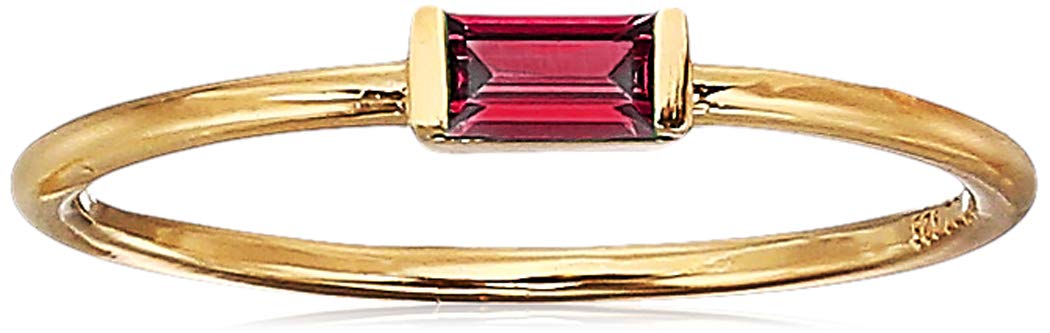 Amazon Essentials 18K Yellow Gold Plated Sterling Silver Created Ruby July Fashion Stackable Ring, Size 9 (previously Amazon Collection)