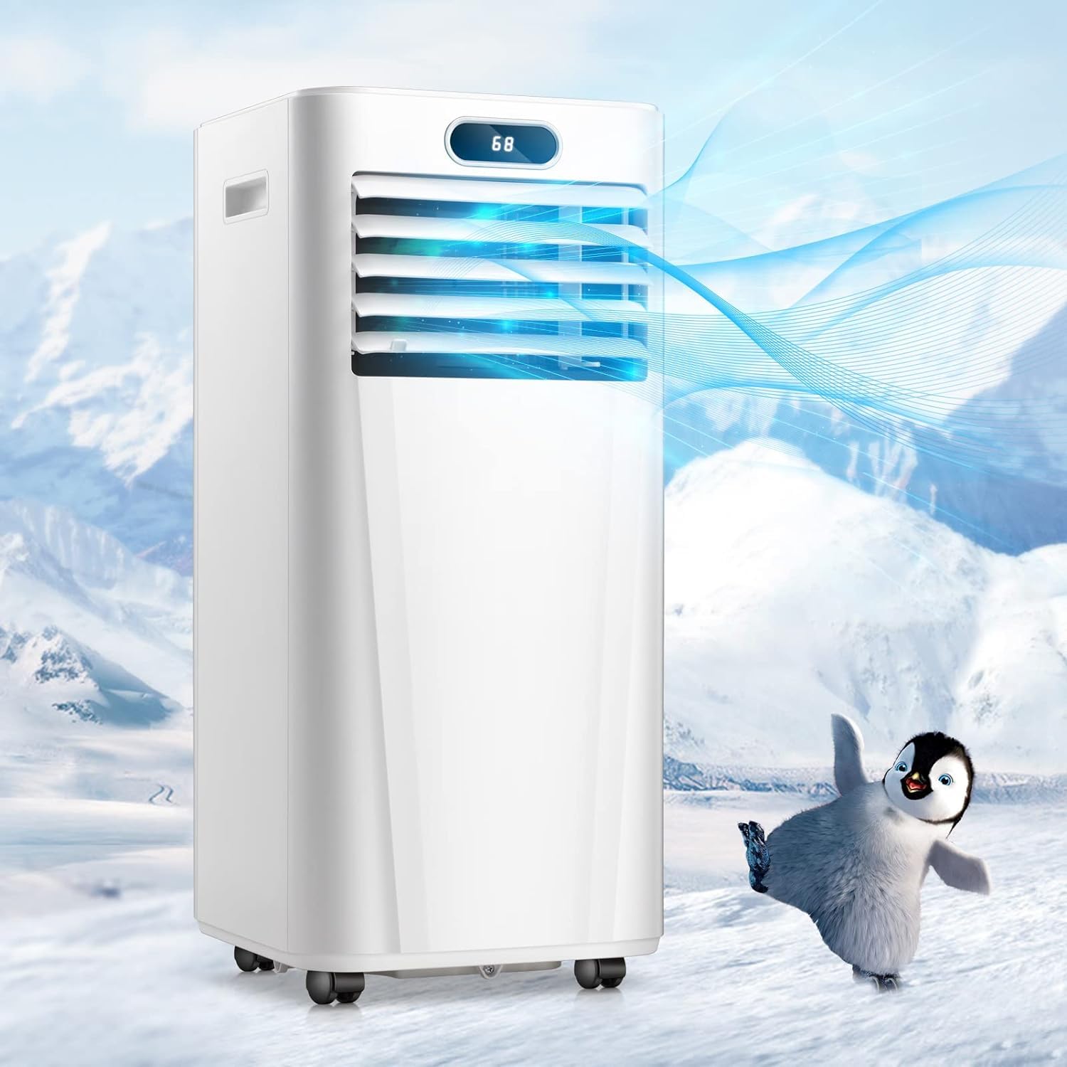 Kismile 8,000BTU Portable Air Conditioner with Built-in Dehumidifier Function, Fan Mode,Portable Ac Unit with Remote Control, Floor Air Conditioner for Room/Office/Dorm/Bedroom