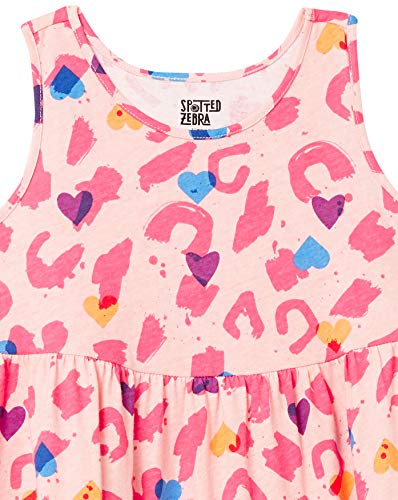 Amazon Essentials Girls' Knit Sleeveless Tiered Dresses (Previously Spotted Zebra), Pack of 2, Blue/Pink Leopard, Small
