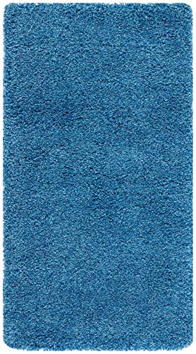 SAFAVIEH Evolution Shag Collection 4' x 6' Blue EVO520M Solid Non-Shedding Living Room Bedroom Dining Room Entryway Plush 1.8-inch Thick Area Rug