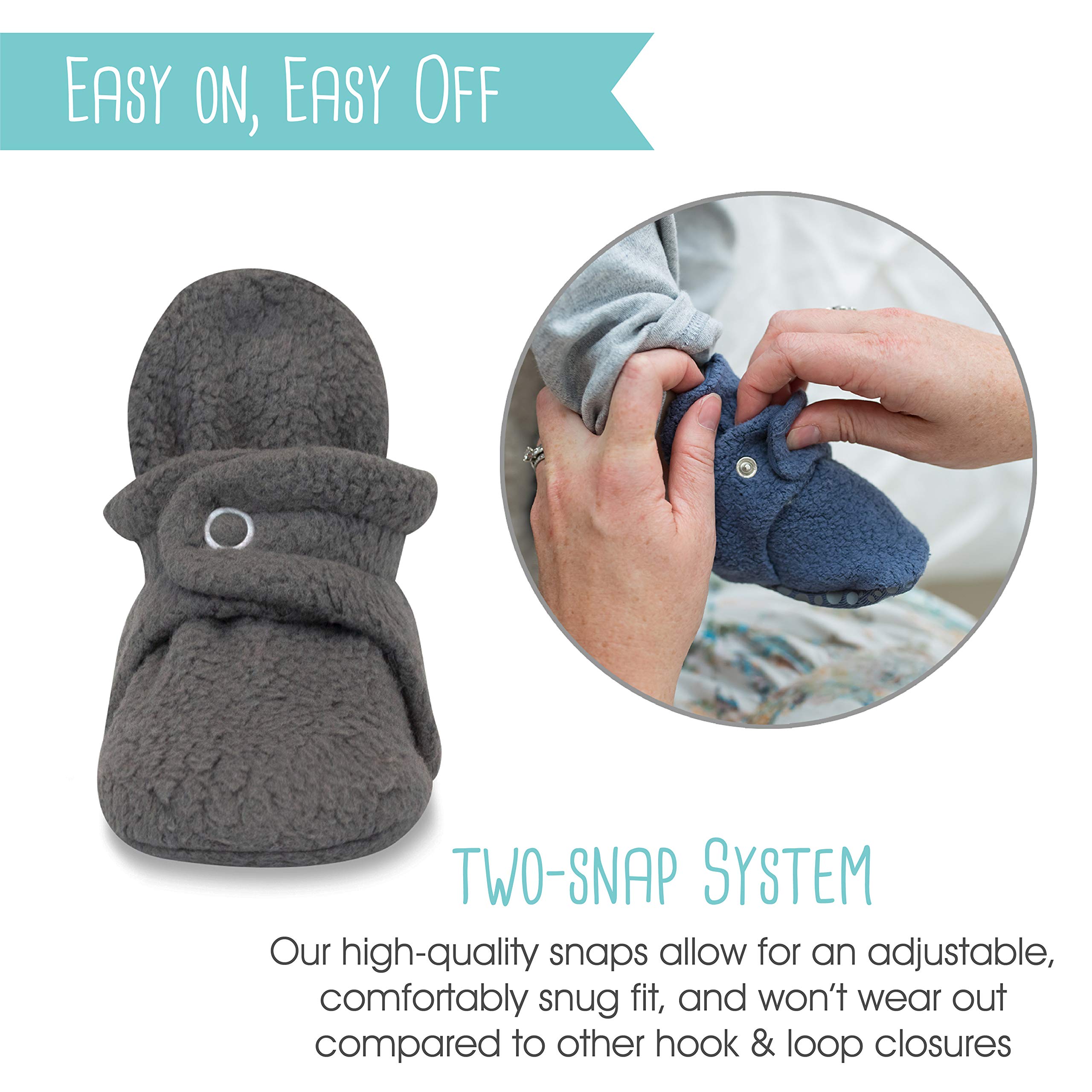 Zutano Unisex Cozie Fleece Baby Booties with Grippers, Baby Essentials, Gray, 18 Months