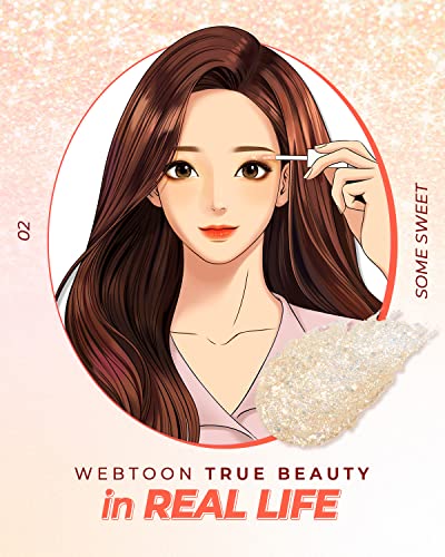 AMTS Webtoon True Beauty - 02 Some Sweet Glitter | Liquid Pink Gold Chunky Glitter Eyeshadow | Highlighter, K-Drama Korean Makeup, Highly Pigmented, Long Lasting Shimmer (Some Sweet)