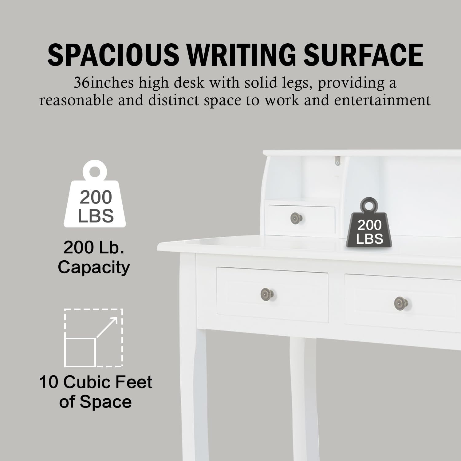 DMAITH Small Writing Desk with Hutch, 32 Inch Home Office Desk with Drawers, Study Table Computer Desk for Student, Vanity Makeup Dressing Table Save Space for Bedroom, White
