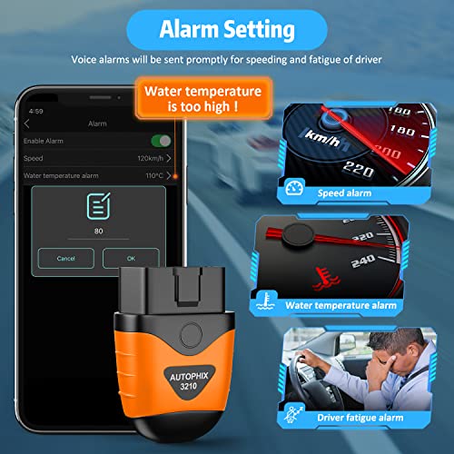 AUTOPHIX OBD2 Scanner Bluetooth Enhanced Universal Auto Car Code Reader for iPhone iPad & Android Diagnostic Scanner Tool for All OBDII Car After 1990[New Version], Orange (3210)