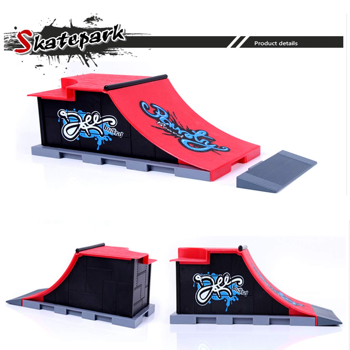 CS COSDDI Skateboard Ramp Set β Finger Skateboard Set with Fingerboards, Fingerboard Skate Park Ramp, DIY Assembly Mini Finger Skateboard Ultimate Park Set Ramps for Kids Birthday Gift(C)