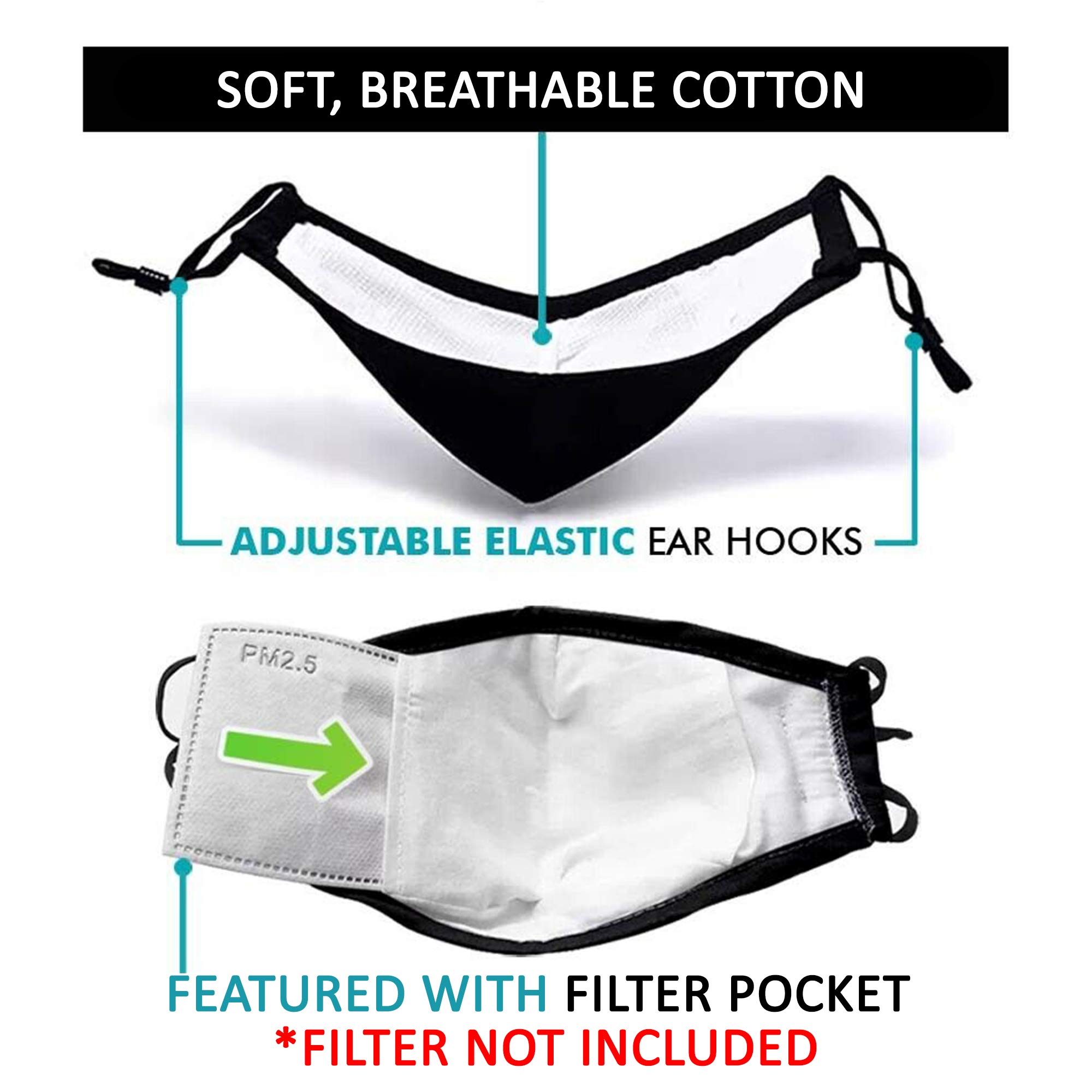 AECKS 3 Pack 3-Layer Fashion Protective, Reusable Cotton Fabric, Unisex 100% Cotton, Washable with Air Port for Carbon Filter (3-Pack, Mix)