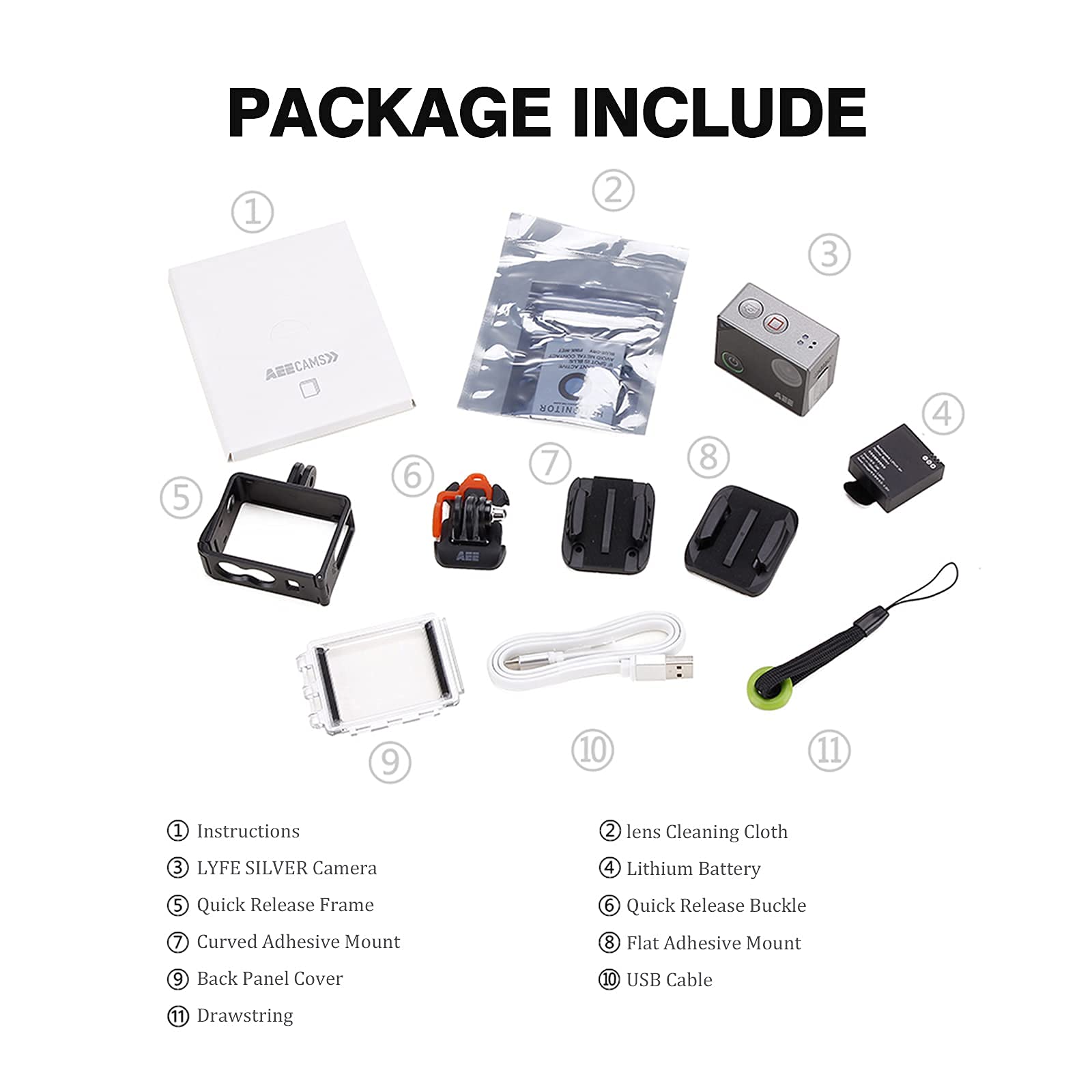AEE Silver 4K WiFi Sports Action Camera, Ultra HD 133 Feet Waterproof DV Camcorder with Touch Screen, 16MP Image Resolution, 140 Degree Wide Angle Lens with 4X Digital Zoom