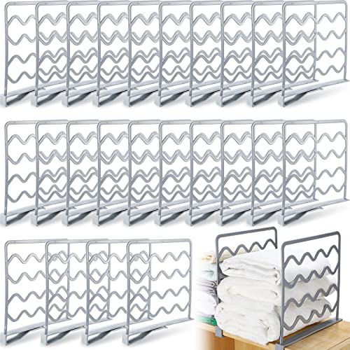 Tatuo Closet Shelf Dividers Closet Shelf Organizer Shelf Separators Multifunctional Closet Shelving Pieces Cabinet Storage Organization for Wardrobe Bedroom Kitchen Bathroom (Light Grey, 24 Pcs)