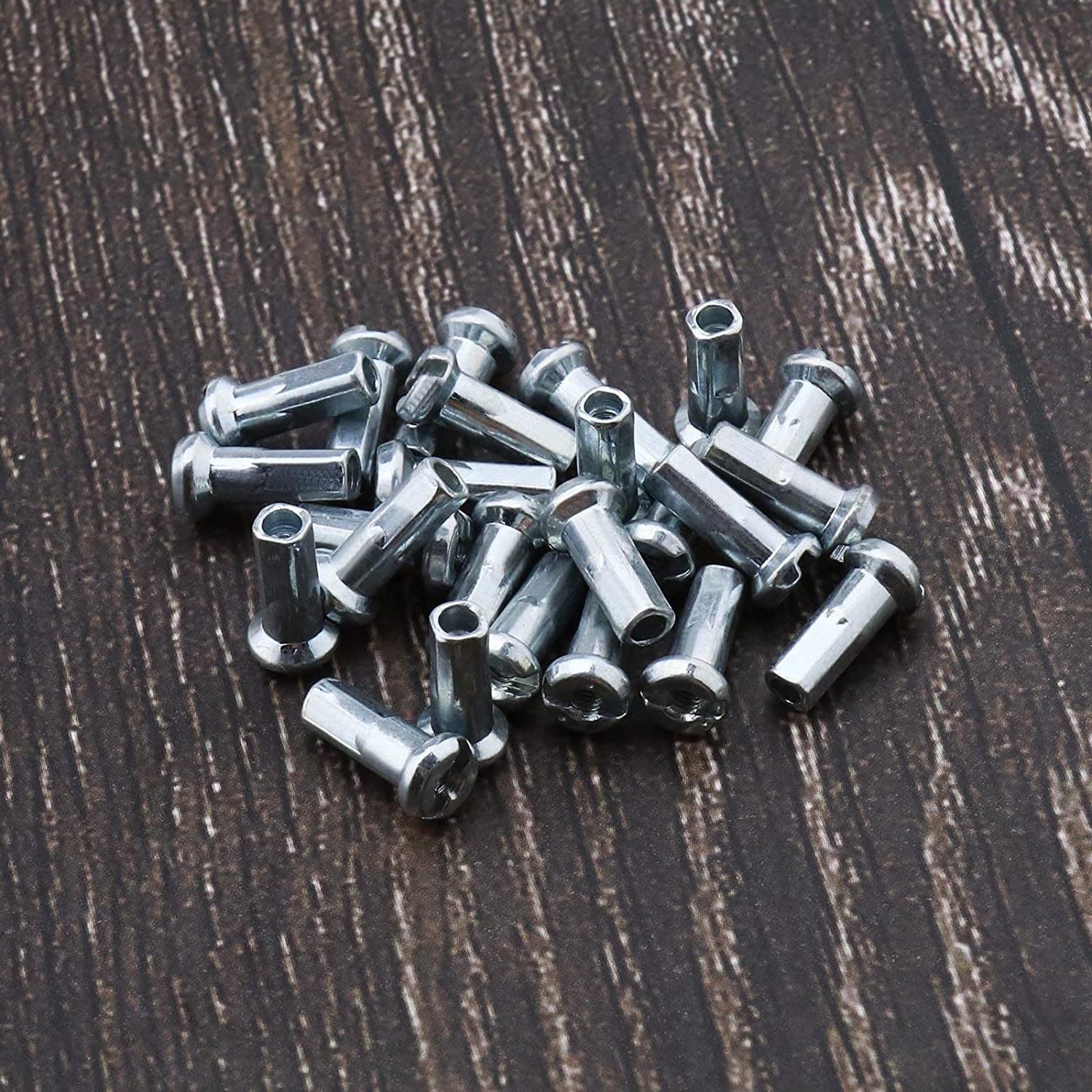 Auto-plaza 200x Bicycle Spoke Nipples Fit for 14G / 2mm Mountain Road Bike Silver Steel 12mm Long Cycling Replacement Accessories Set
