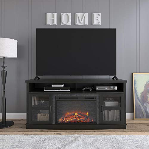 Ameriwood Home Ayden Park Fireplace TV Stand for TVs up to 65", Black Oak