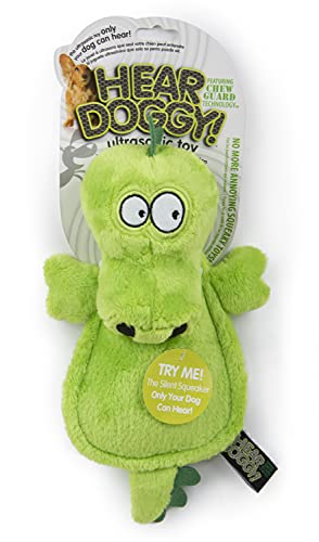 Hear Doggy Flatties with Chew Guard Technology Dog Toy, Gator, Large, Green, Model:58546