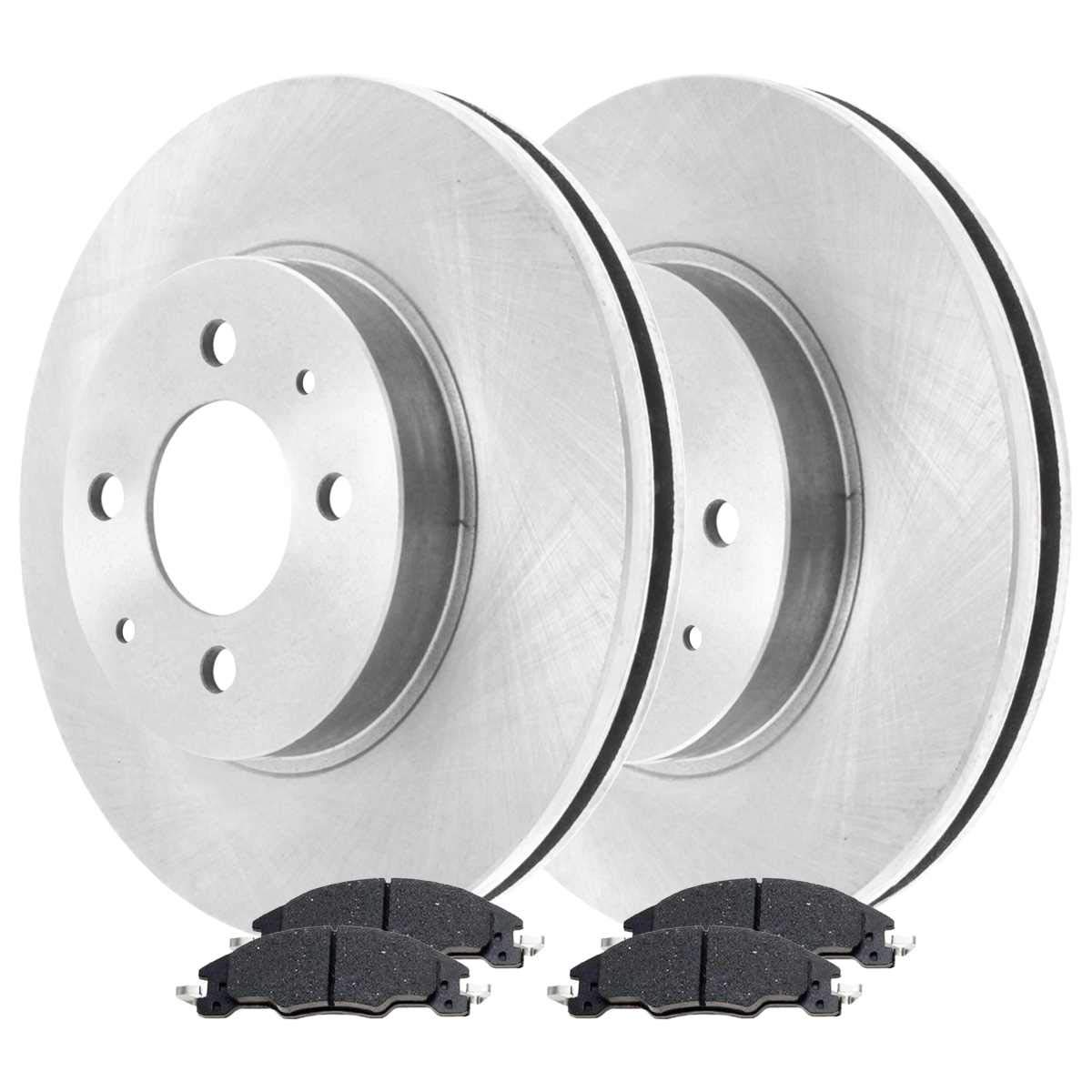 AutoShack Front Brake Kit Rotors and Ceramic Pads Pair of 2 Driver and Passenger Side Replacement for 2008 2009 2010 2011 Ford Focus 2.0L FWD RSCD64163-64163-1339-2-4