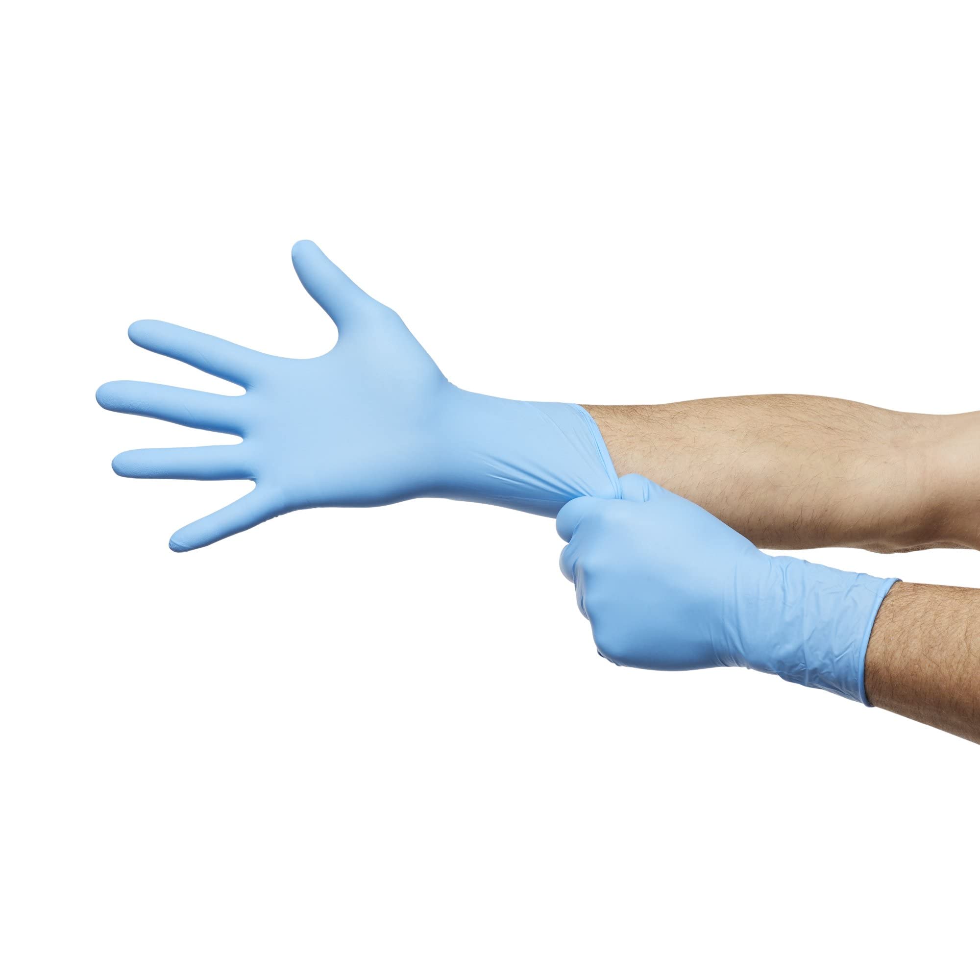 McKesson Confiderm 6.5CX Nitrile Exam Gloves - Powder-Free, Latex-Free, Ambidextrous, Texture, Chemo Tested, Light Blue, Extended Cuff, Size Medium, 100 Count, 10 Boxes, 1000 Total