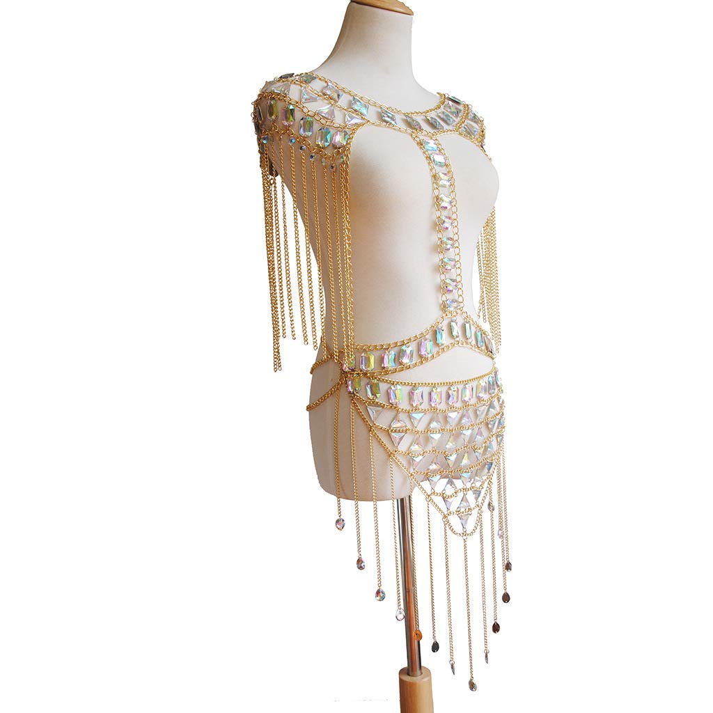 Allison Jennie Beach Sexy Colorful Suit Body Chain Accessories (silvery color)