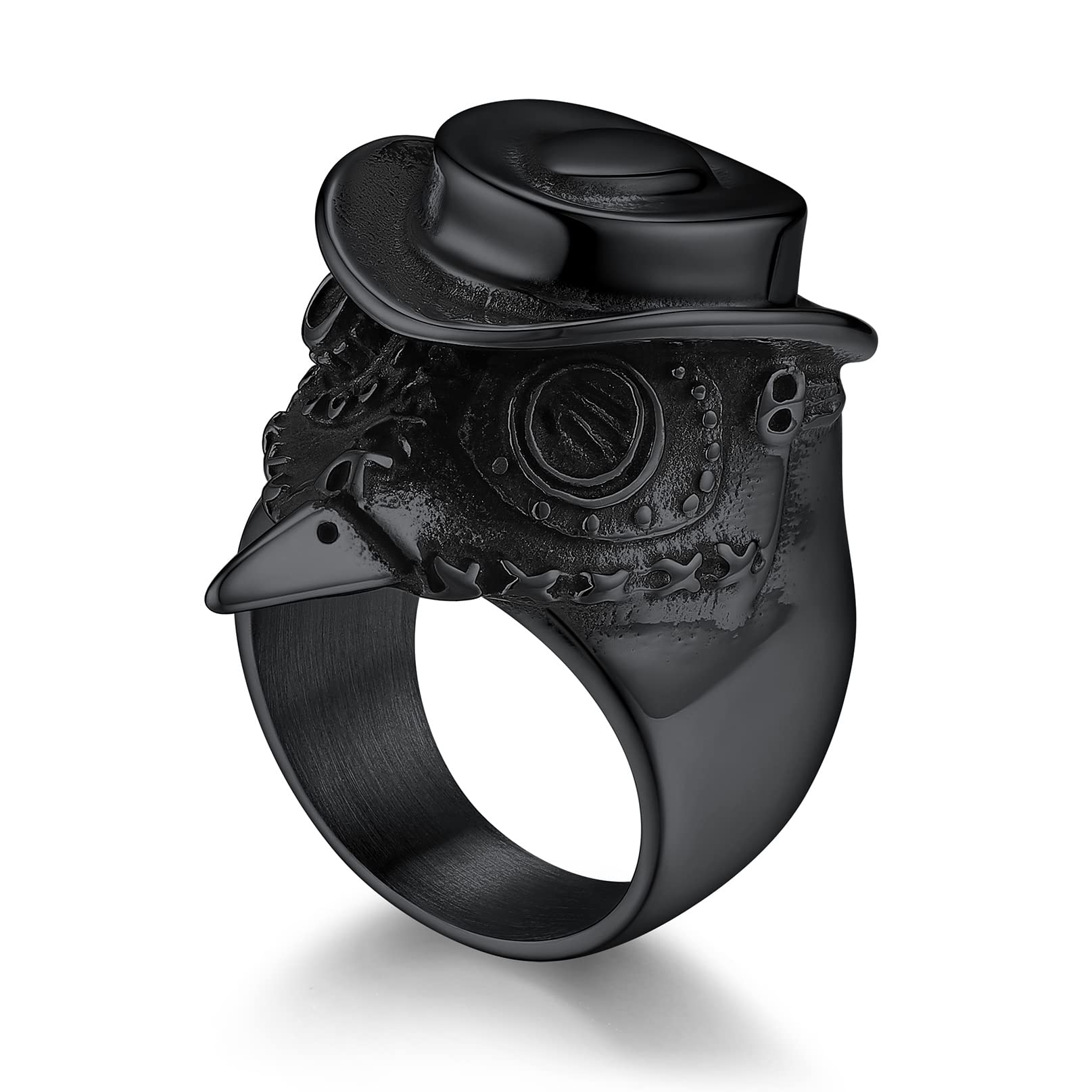 Bandmax Black Raven Animal Ring for Men Goth Plague Doctor Ring for Biker Stainless Steel Vintage Gothic Jewelry for Women