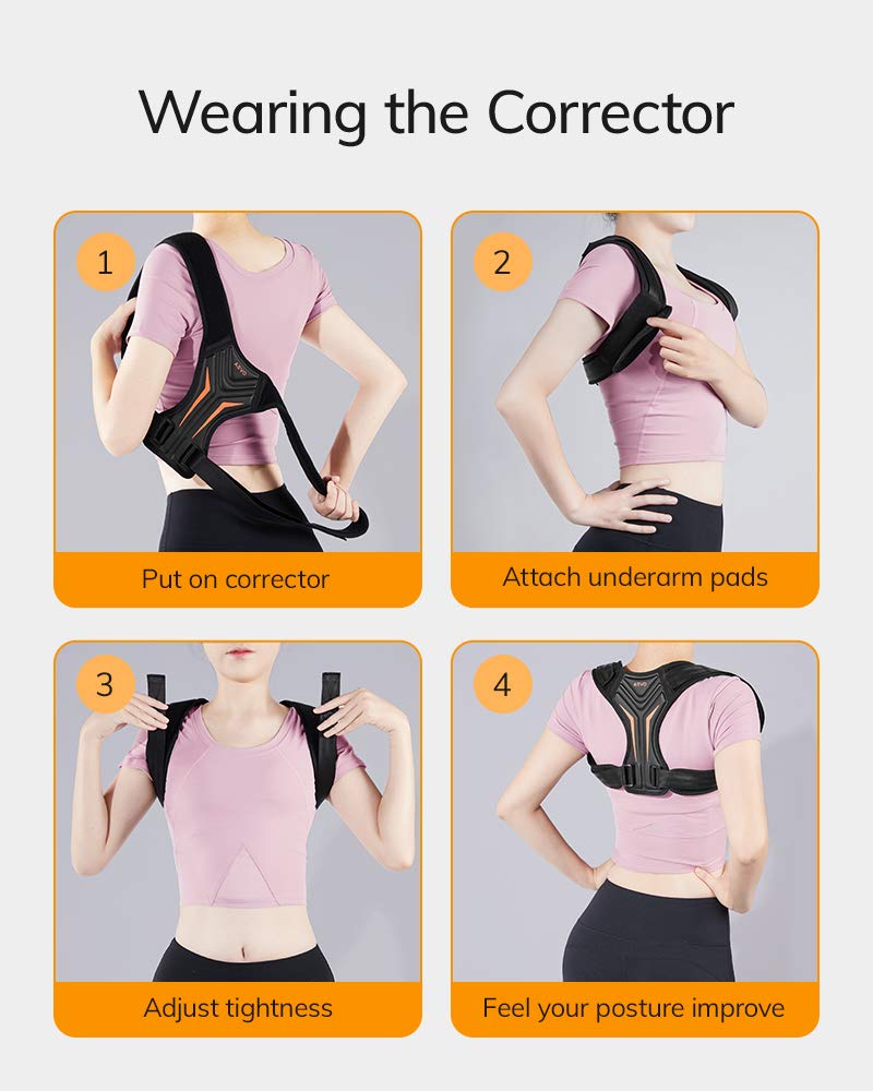 AEVO Compact Posture Corrector for Men and Women, Adjustable Upper Back Brace for Clavicle Support, Neck, Shoulder, and Back Pain Relief, Invisible Comfortable Back Straightener, M