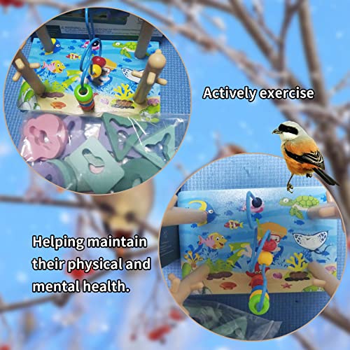 Bird Wooden Block Puzzle Toy Parrot Training Intelligence Toy Parakeet Perch Gym Playpen Stacking Rings Toy Mini Parrot Blocks Balls for Macaw Cockatile Cockatoos and Other Birds 