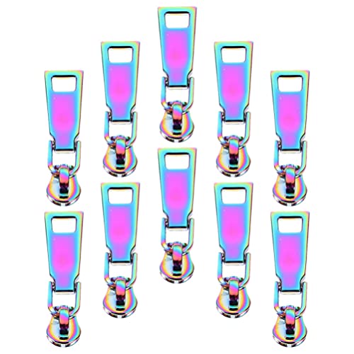 TEHAUX Rainbow Pulls Zipper Replacement 10pcs Metal Slider Zipper Repair Zipper for Sewing DIY Tailor Craft Coats Jacket Purses Luggage Backpacks Bags Shoes