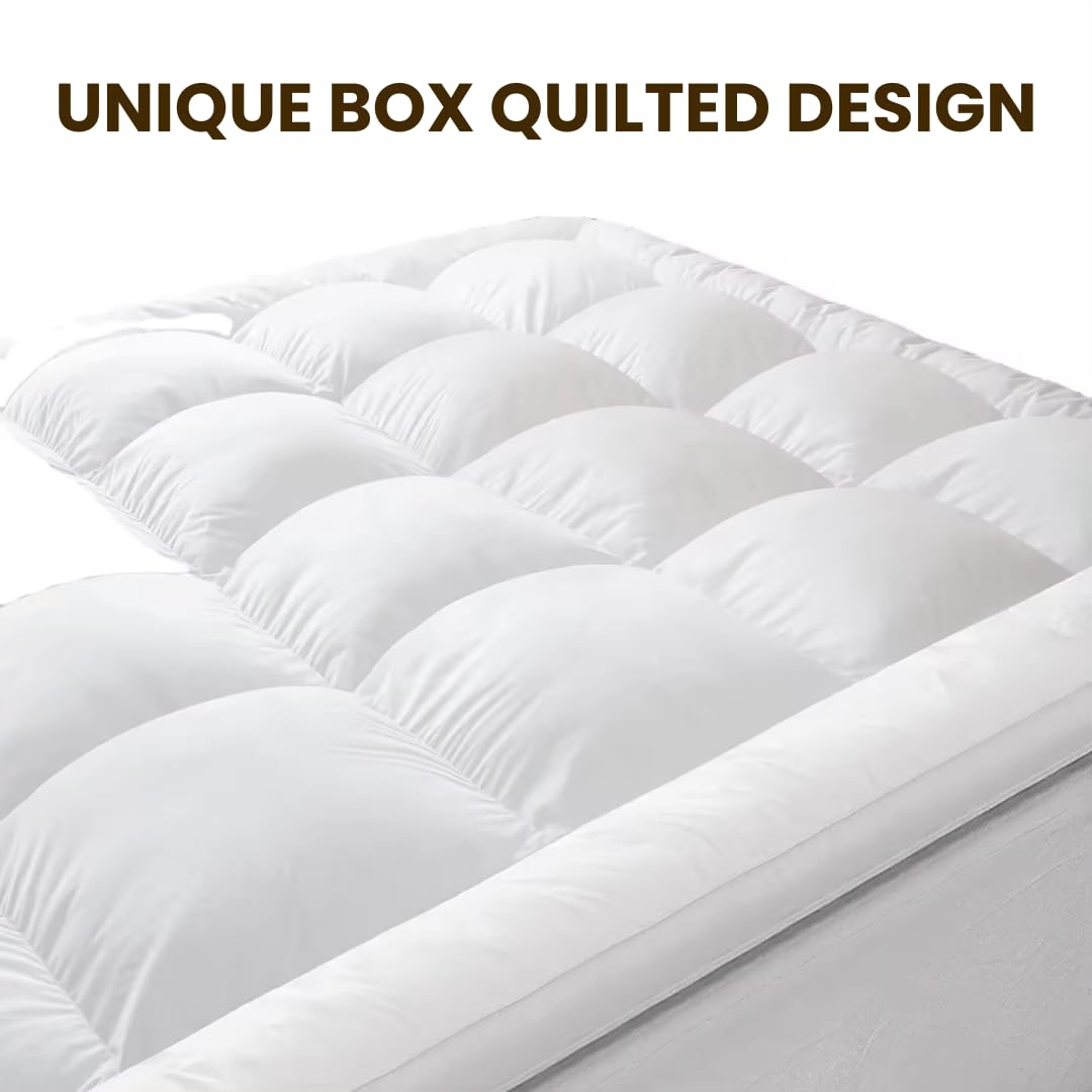 SLEEPAURA 5 Inch Thick Waterproof Mattress Topper - 3D Air Fabric β Noiseless, Breathable, Washable, Cooling Mattress Topper Elastic Fits up 8'' to 21'' Depth - White Bed Cover 60"x80" (Queen)