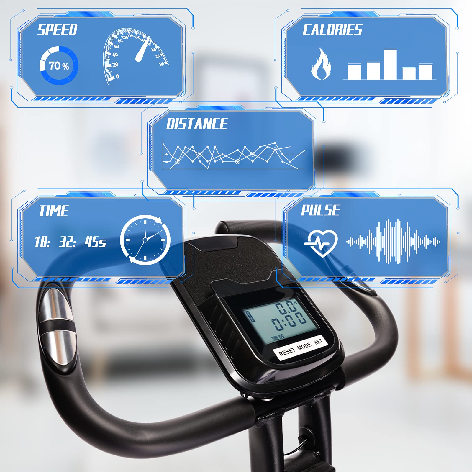 anconats Folding Magnetic Exercise Bike with Comfortable Cushion, Digital Monitor and Adjustable Resistance Indoor Exercise Training for Home