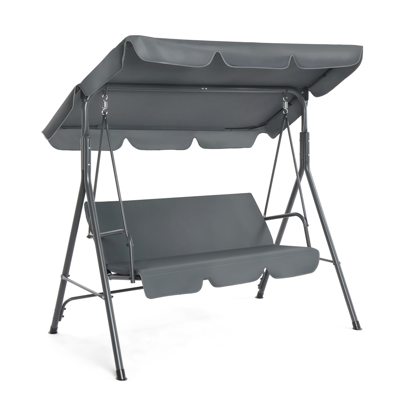 VINGLI Heavy Duty 550 LBS Upgraded 2 Person Outdoor Porch Swing with Stand, Adjustable Canopy Swing with Cushions & Steel Frame for Yard, Pool, Lawn, Indoors (Grey)
