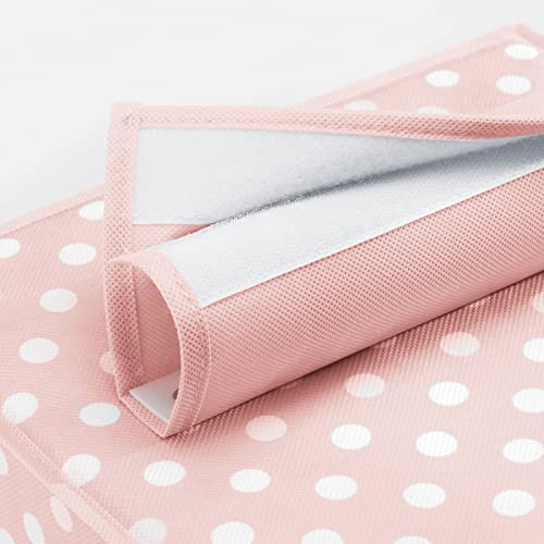mDesign Fabric Hanging Organizer - Over Closet Rod Storage with 7 Shelves and 3 Removable Drawers for Baby Nursery Bedroom Organization - Hold Clothes, Linens, Toys, Accessories - Pink/White Polka Dot