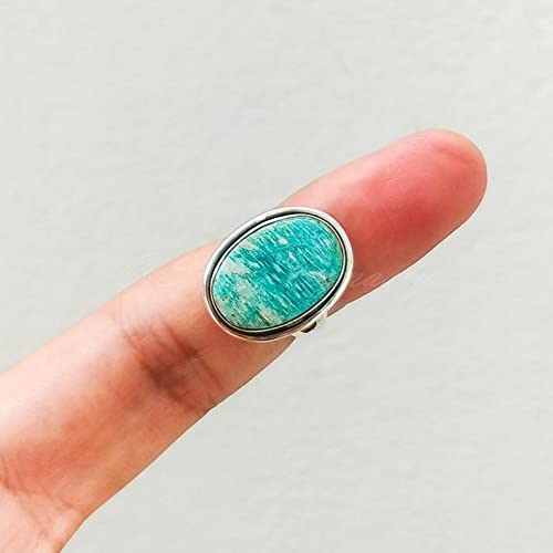 Amazonite Oval Shape Gemstones Gemstone Rings/Handmade Silver Ring/Proposal Stone Ring/Statement Rings/Birth Gemstone/Wedding Ring Size 5 us to 12 us -1348 (5.5)