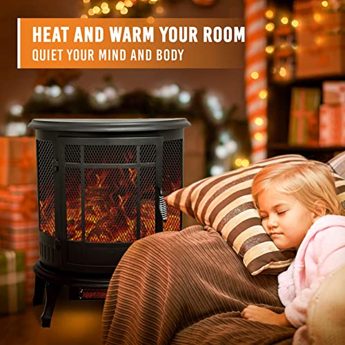 C-Hopetree 25 inch tall Portable Electric Wood Stove Fireplace with Flame Effect, Freestanding Indoor Space Heater with Remote