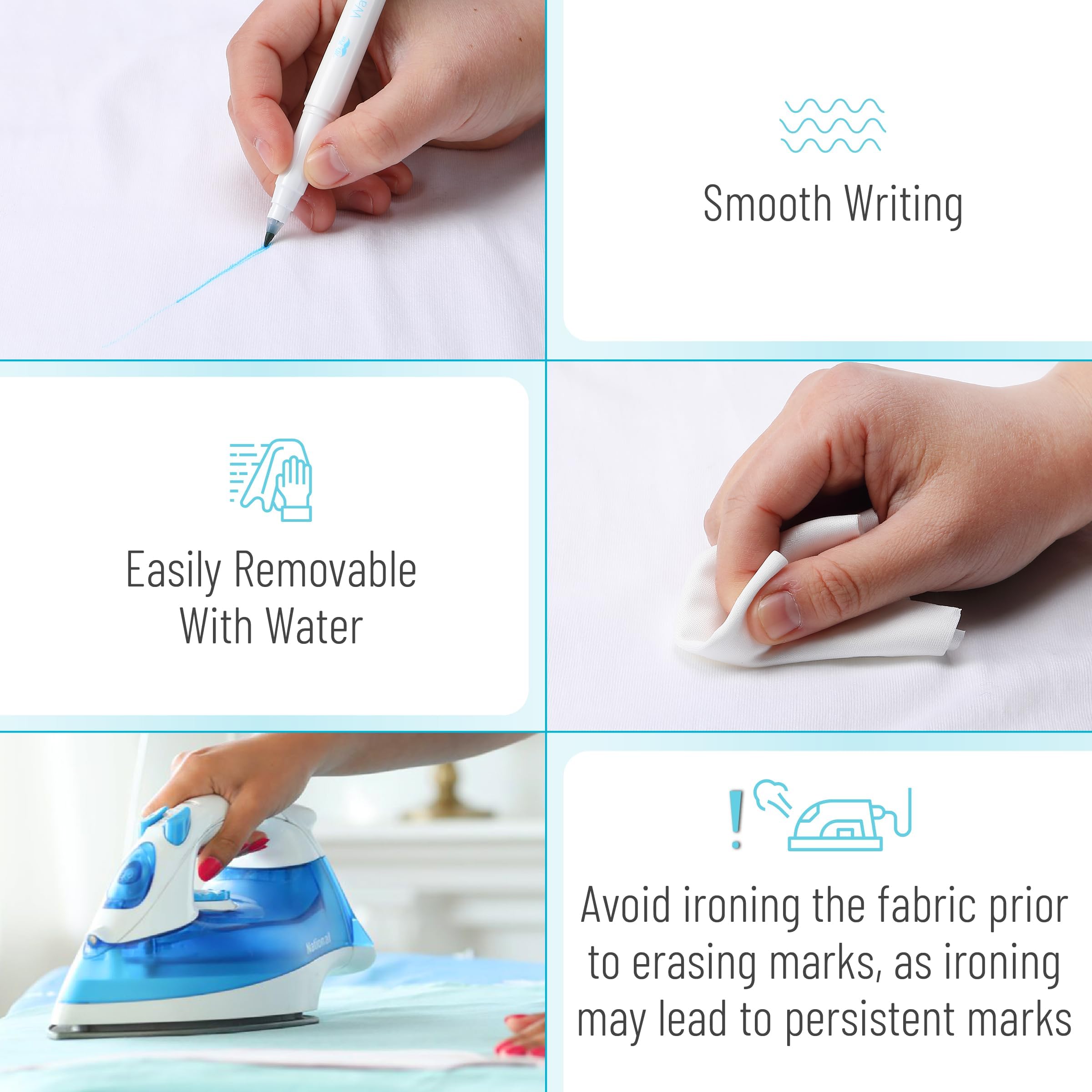 Mr. Pen- Fabric Markers for Sewing, 5 Pack, Blue, Erasable, Water Soluble Fabric Marker, Fabric Pens for Sewing Erasable, Washable Fabric Marker, Water Soluble Pen, Fabric Marking Pens for Sewing