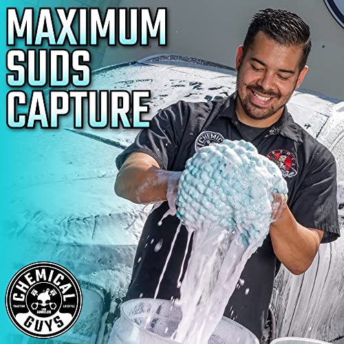 Chemical Guys MIC513 Big Noodle Chenille Microfiber Scratch Free Supersized Car Wash Mitt for Cars, Trucks, SUVs, RVs & More, Turquoise (11" x 12")