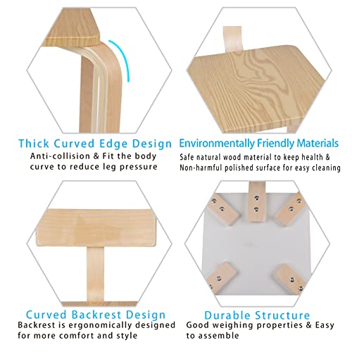 KVIPY Wooden Kids Chair, Bentwood Stool with Curved Backrest, 16inch Solid Hardwood Chair, Stackable, for Dinning, Kitchen, Home, Garden, Living, Preschool and Kindergarten