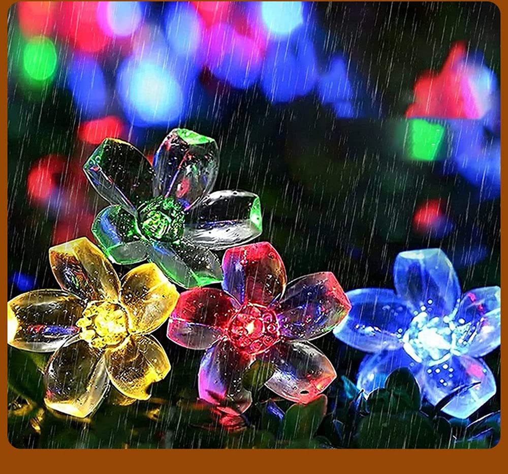 Solar Light String, Outdoor Waterproof Light String Garden Christmas Decoration Lights 39 feet 100 LED Solar Cherry Peach Flower String Light, Suitable for Home, Garden, Terrace, Wedding and Party