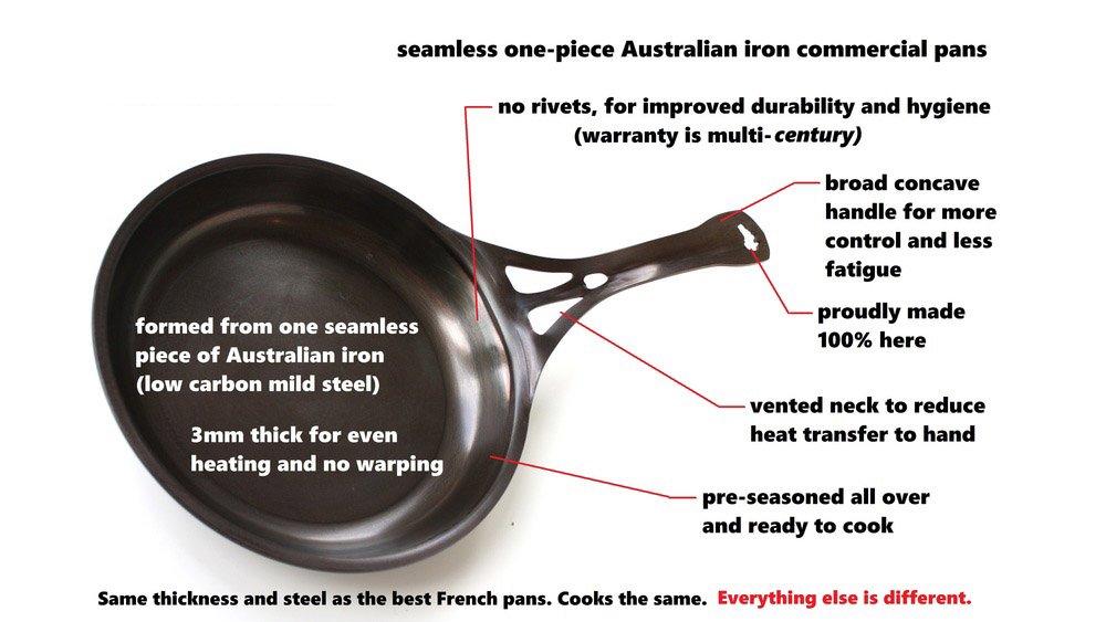 AUS-ION Skillet, 10.2" (26cm), Smooth Finish, 100% Made in Sydney, 3mm Australian Iron, Professional Grade Cookware