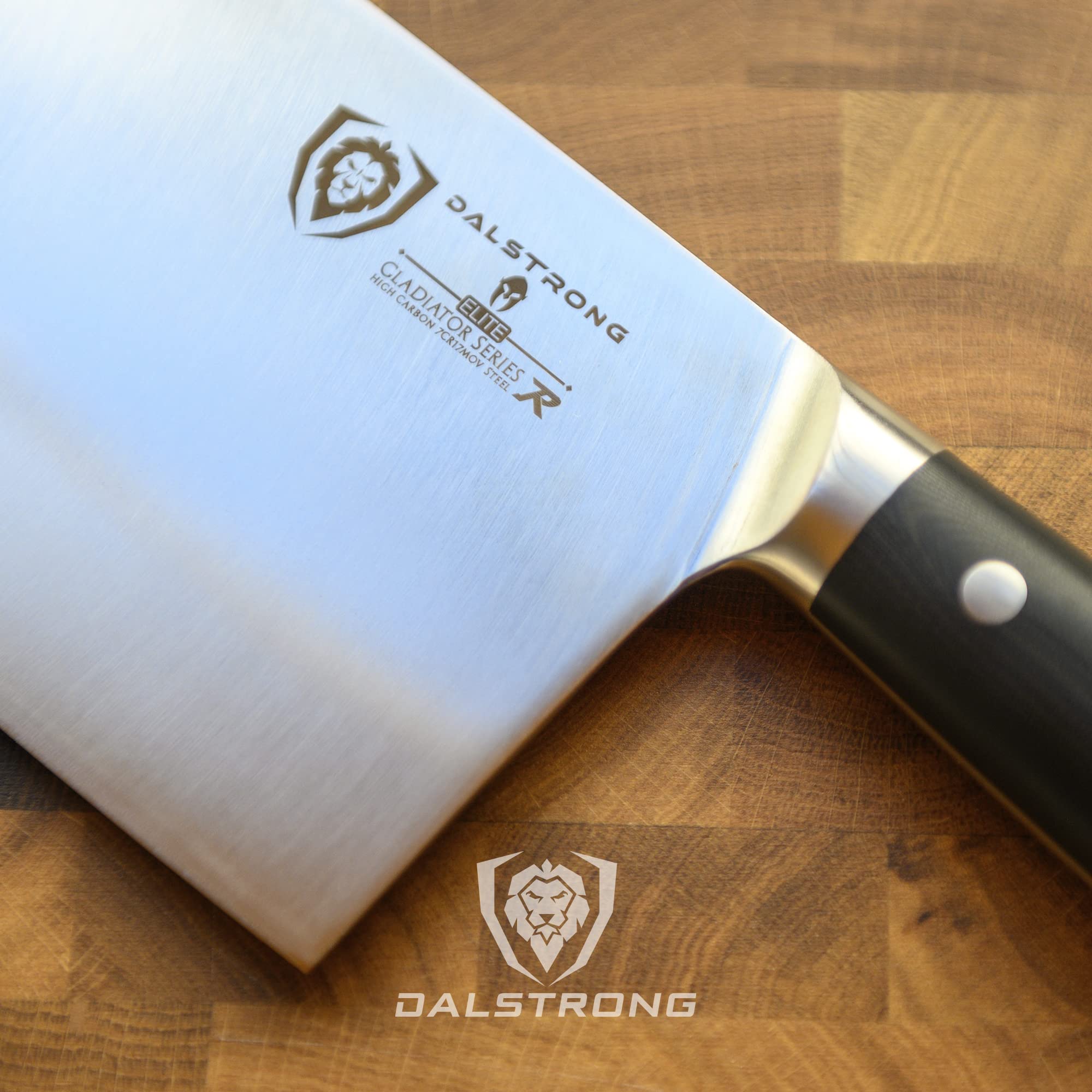 Dalstrong Chinese Cleaver Knife-9"- Gladiator Series 'R'-High Carbon Steel - Razor Sharp - Black Handle - Giftable Meat Cleaver, Vegetable Knife-w/Sheath - NSF Certified