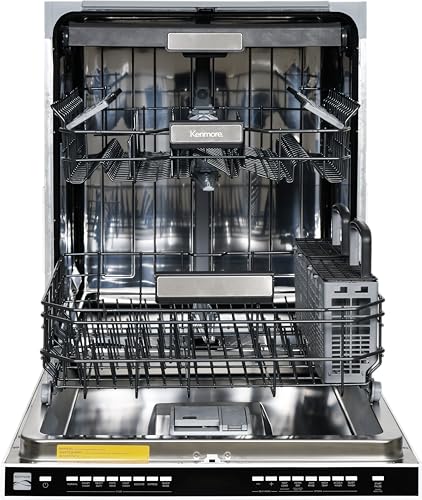 Kenmore 24" Built-In Stainless Steel Tub Dishwasher with EasyFlex 3rd Rack, SmartWash, UltraWash Plus, TurboDry, MoreSpace Adjustable Rack, Energy Star Certified, White